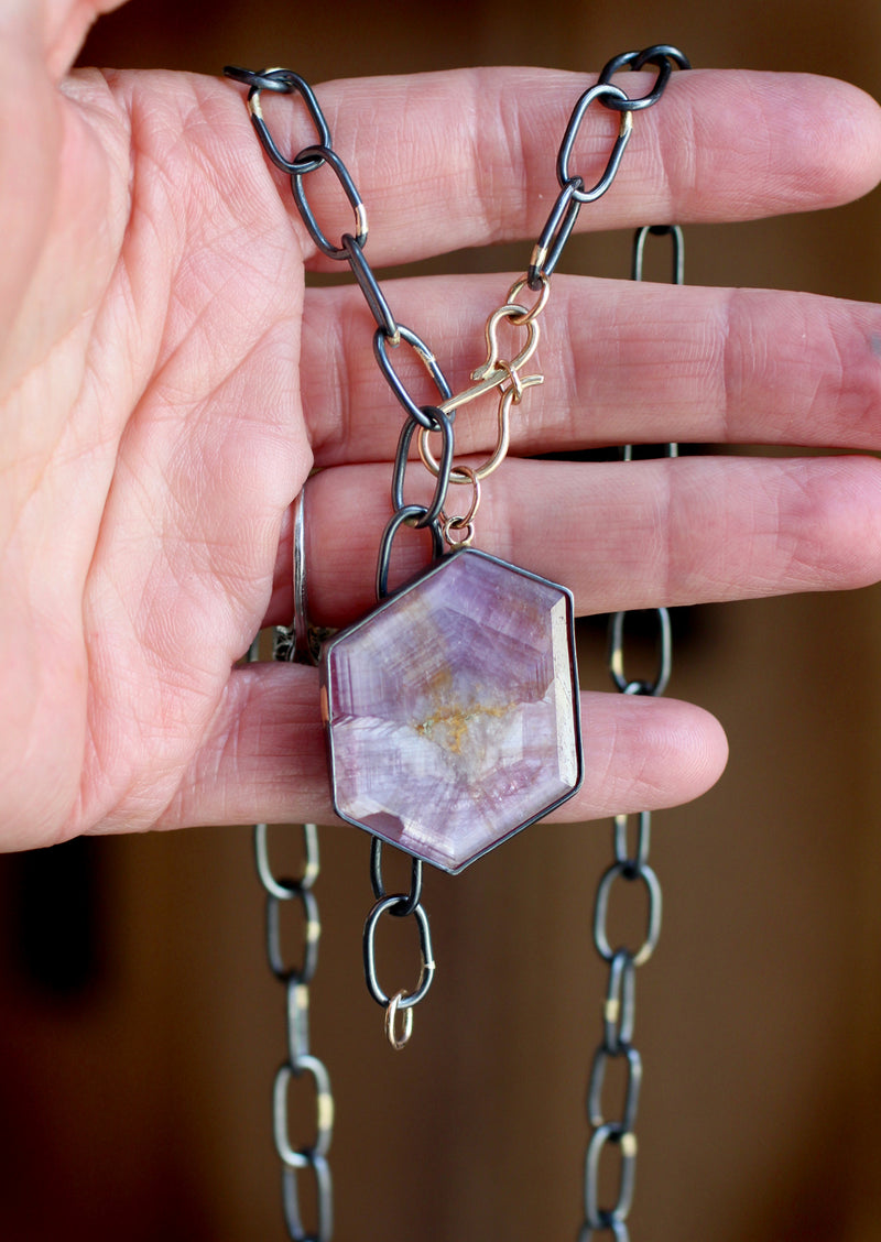 Mixed Metal Chunky Chain Necklace with 14k - Made to Order - Christine Mighion Jewelry