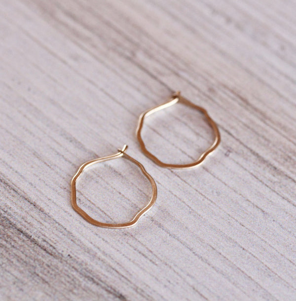 Organic Mini Hoop Earrings in 14k Gold - Christine Mighion Jewelry